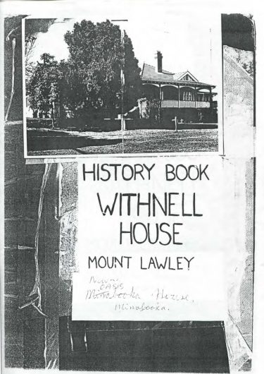 Withnell House History Book, cover | Find and Connect