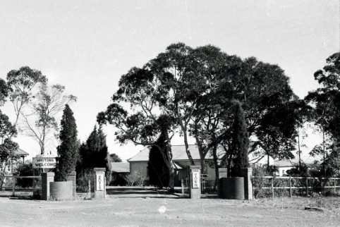 Entrance gates to Boys' Town, Engadine, ca. 1950s | Find and Connect